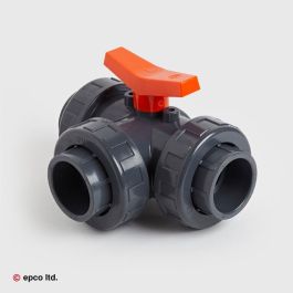 U-PVC Plain 3 Way T Port Valve | Metric | epco Plastics